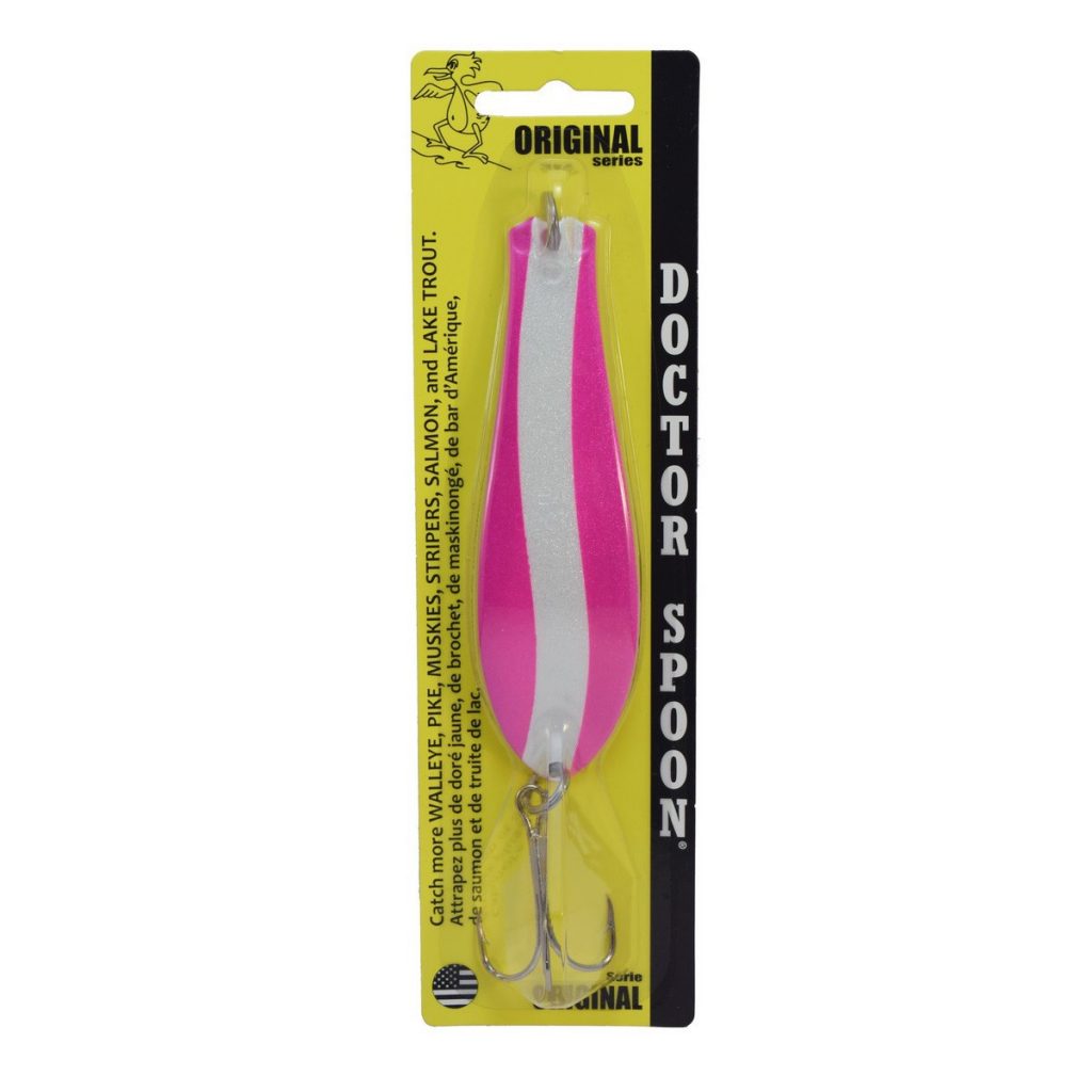 Doctor Spoon in (38) Pink / White Swirl - Yellow Bird Fishing Products